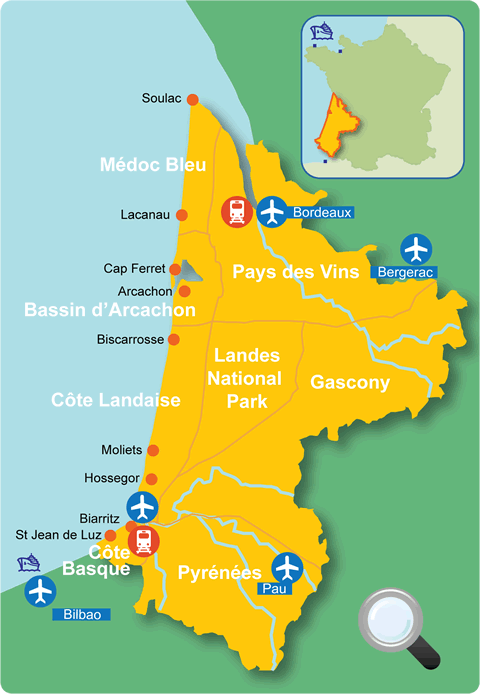 Carte de France: Carte de la Région Aquitaine