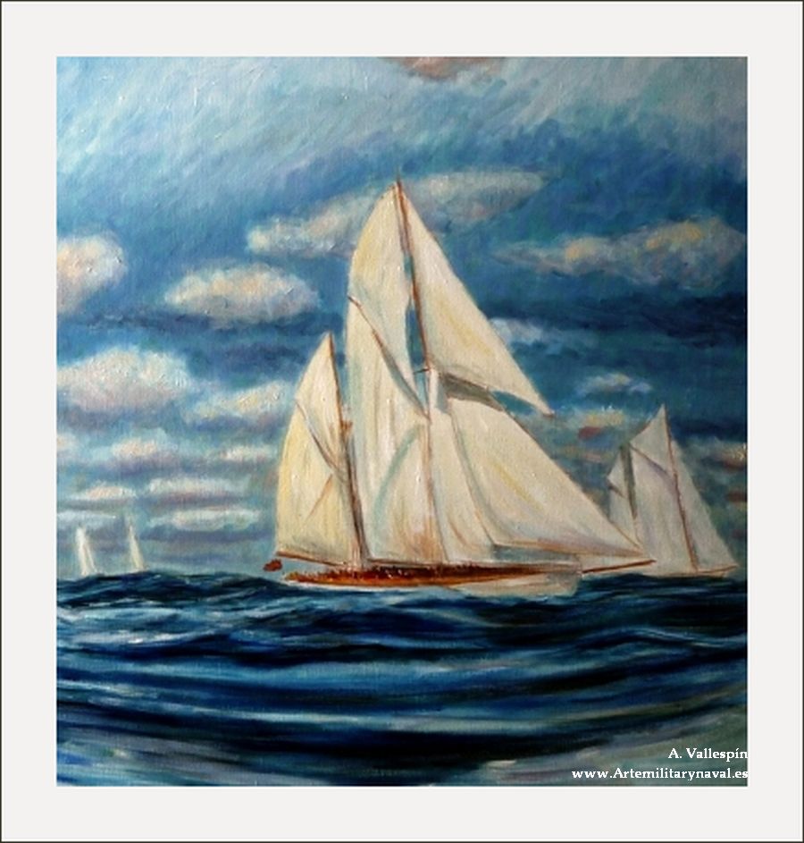 Pintura Militar y Naval: Marinas al óleo de barcos de vela clásicos