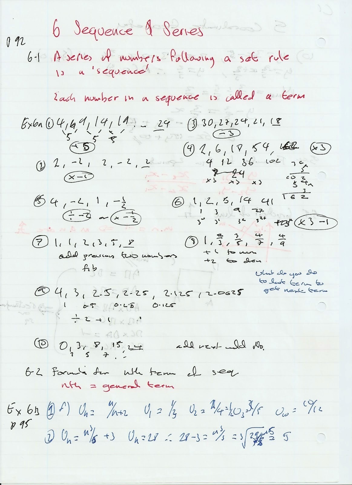 A Level Maths Notes: EDEXCEL C1 6. Sequences and Series