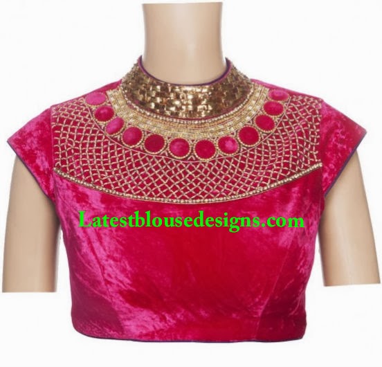 Velvet High Neck Blouse | Latest Blouse Designs