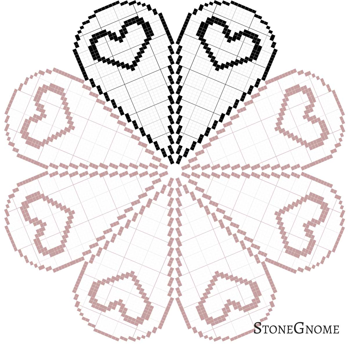 Crochet Filet Heart Table Topper - StoneGnome