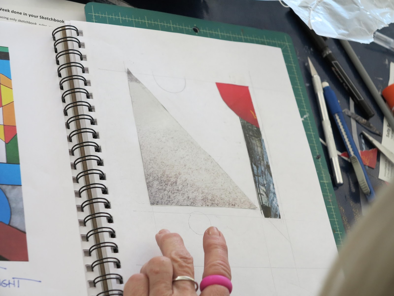 Collage:Line and Simple Shape Class Student's work