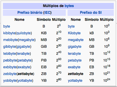 Dicionário de Termos Técnicos de Inglês: Zettabyte