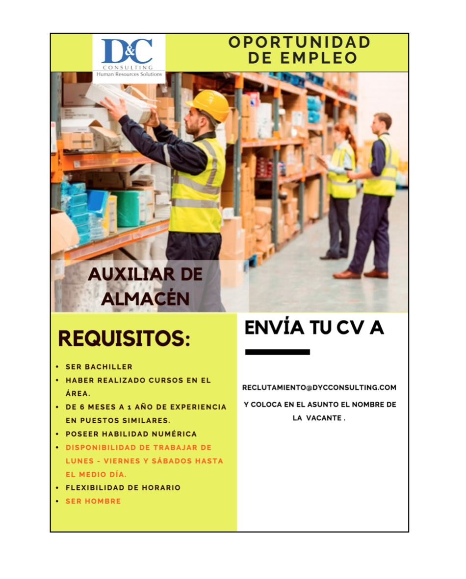 AUXILIAR DE ALMACEN Empleos Rodriguez Empleos Rodriguez