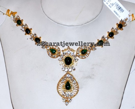 Diamond Pota Emerald Necklace - Jewellery Designs
