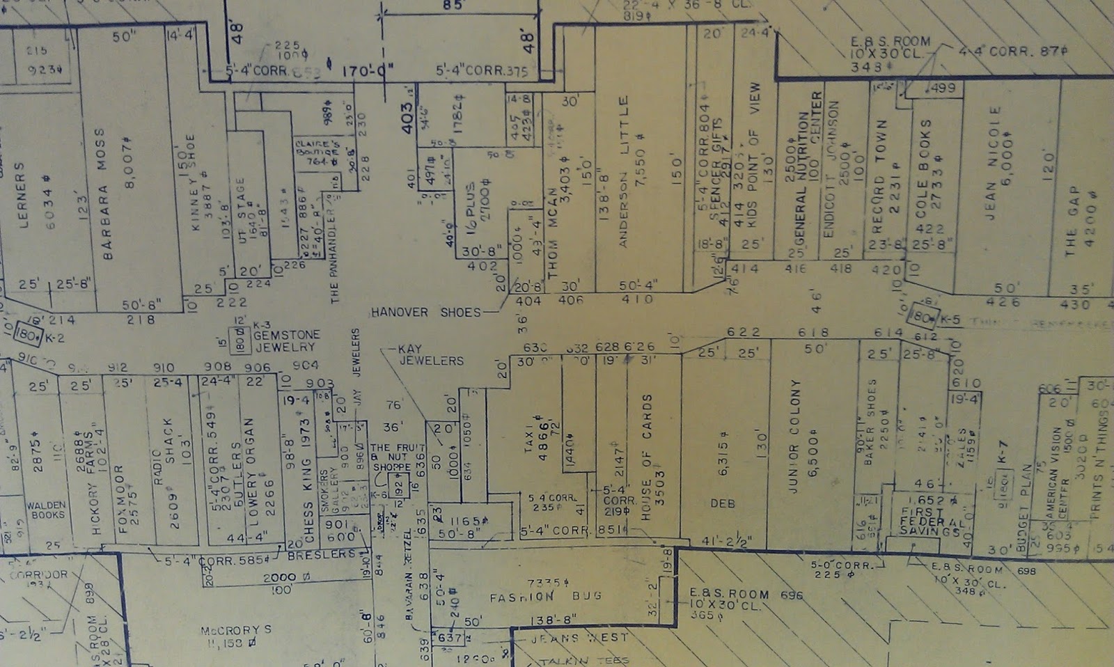 Photos of the Original Blueprints from the Schuylkill Mall