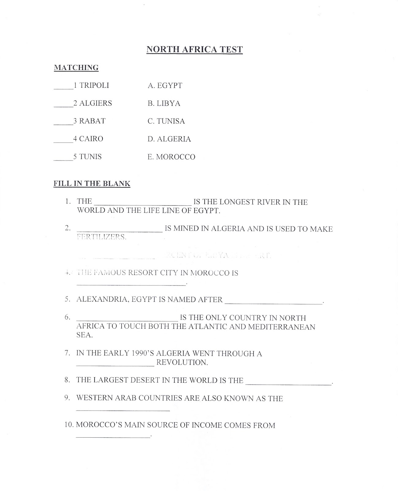 Mr. E's World Geography Page: World Geography 2019 - North Africa