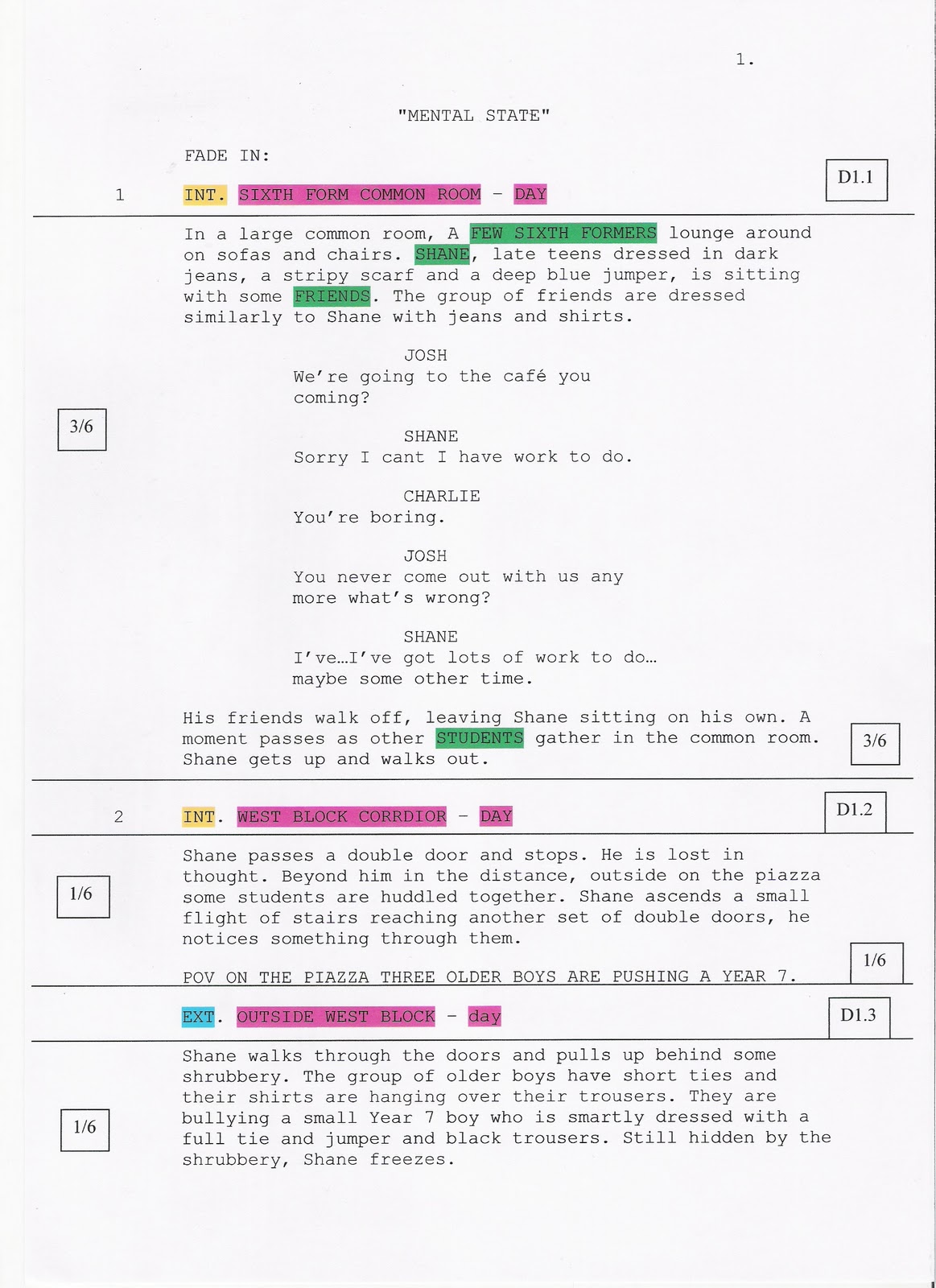 Pre-Production: Anotated Script