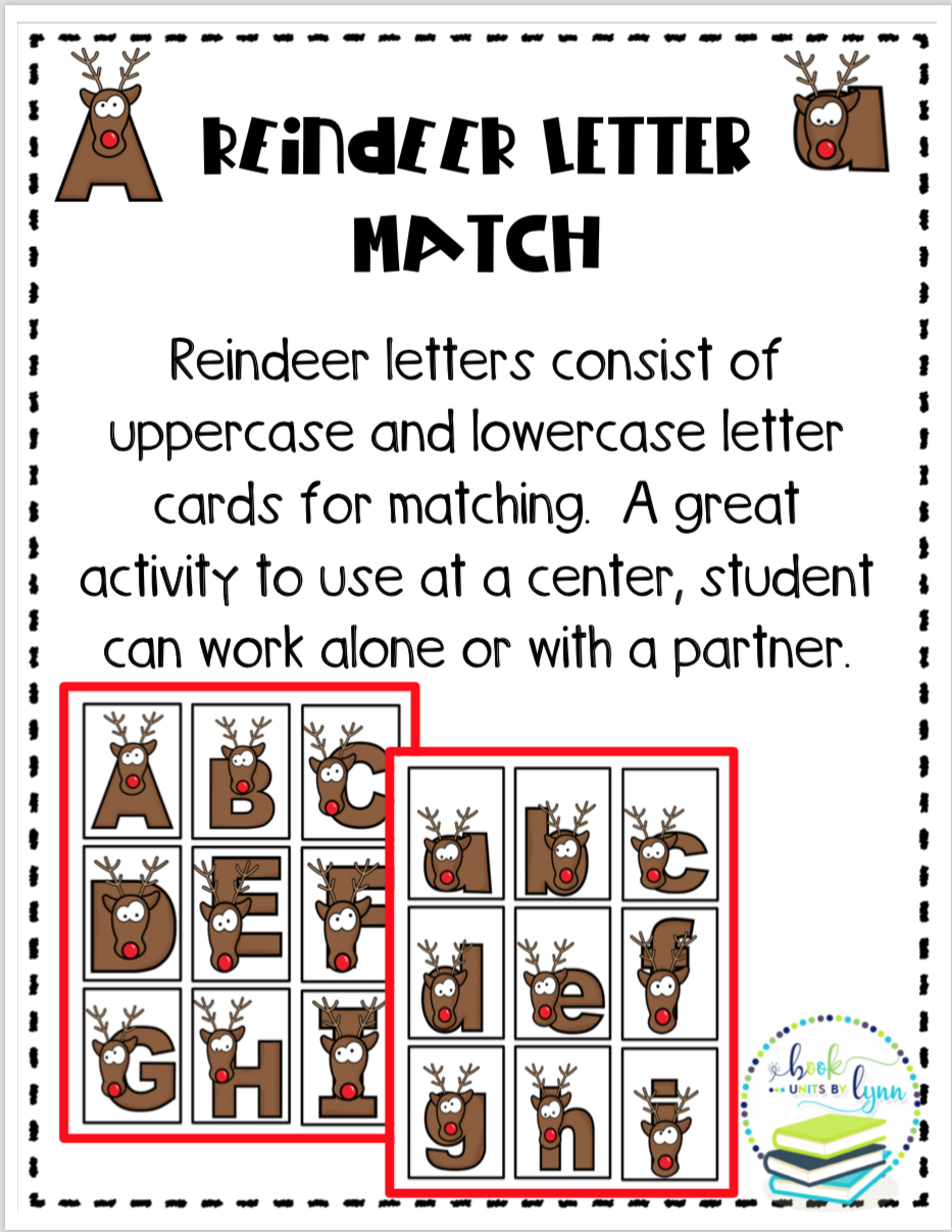 REINDEER LETTER MATCH ~ Book Units by Lynn