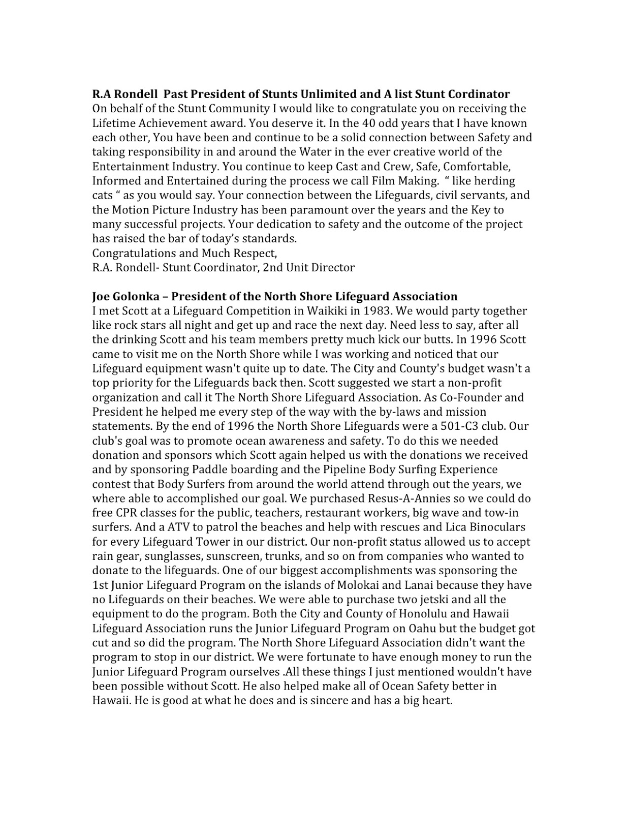 County Recurrent: Scott Hubbell - 2015 Lifetime Achievement Award