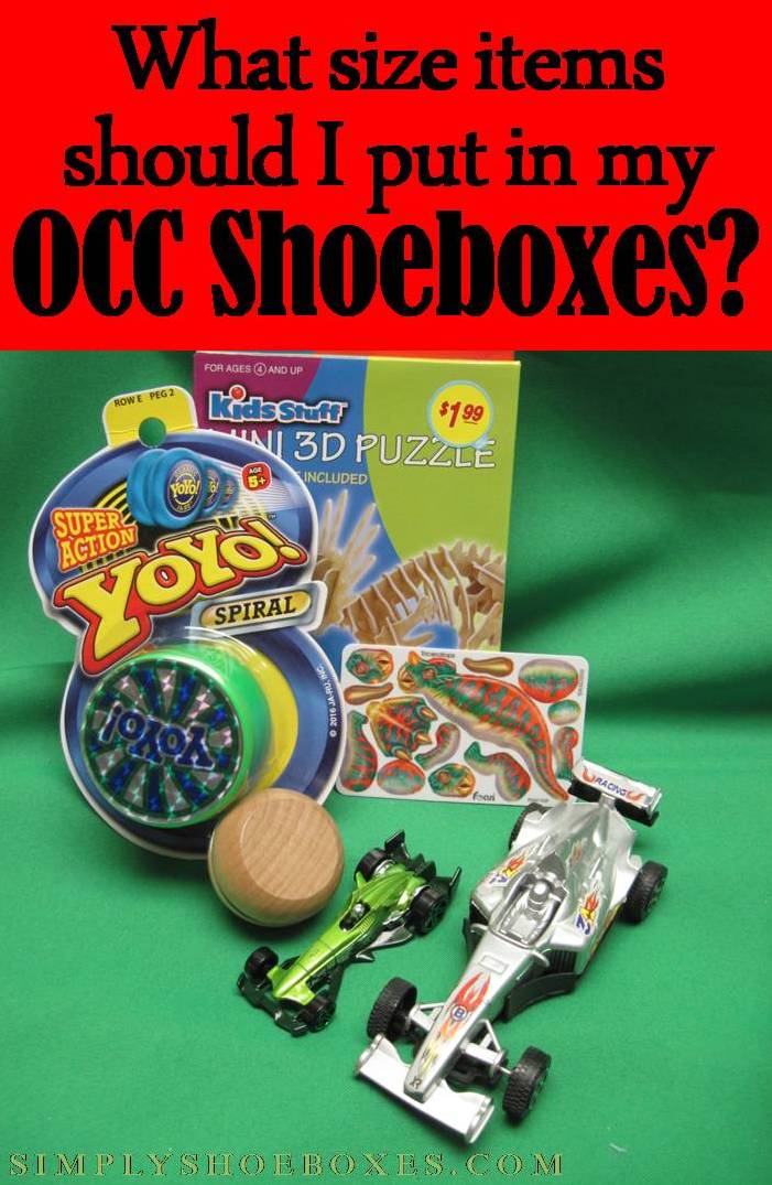Simply Shoeboxes: Size of OCC Shoebox Items