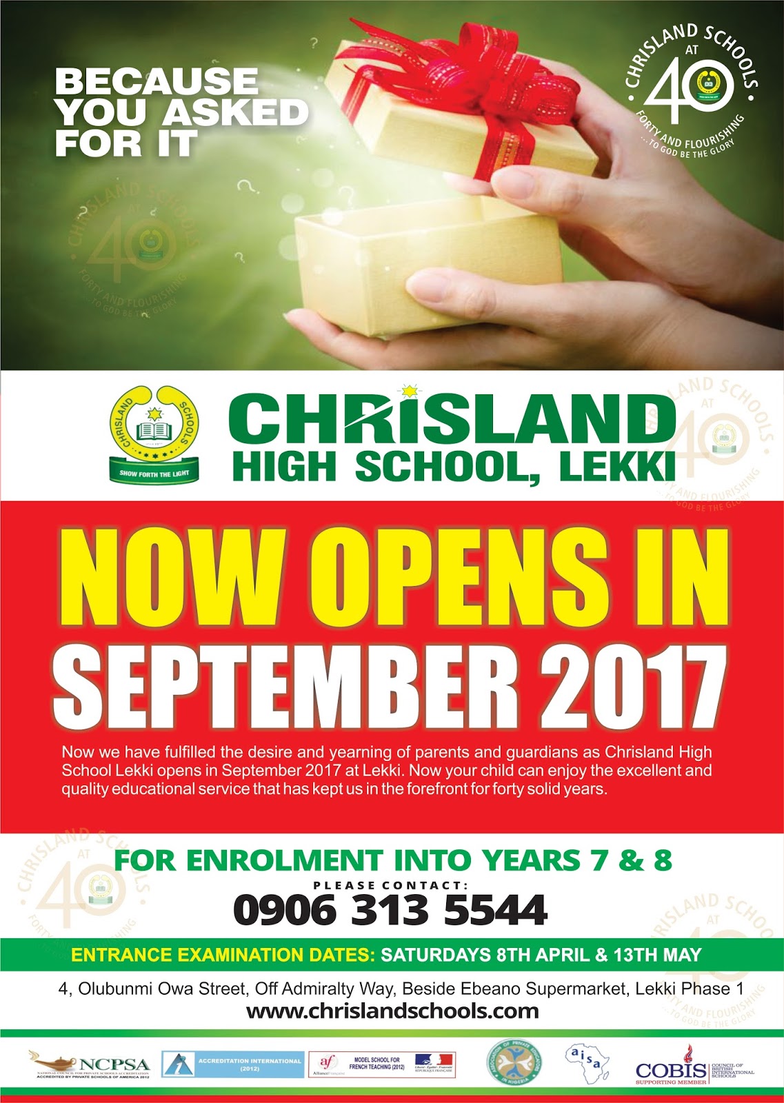 Chrisland High School, Lekki Opens in September 2017