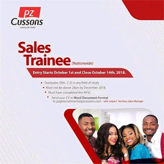 2018 PZ Cussons Sales Trainee Program for Nigerian Graduates