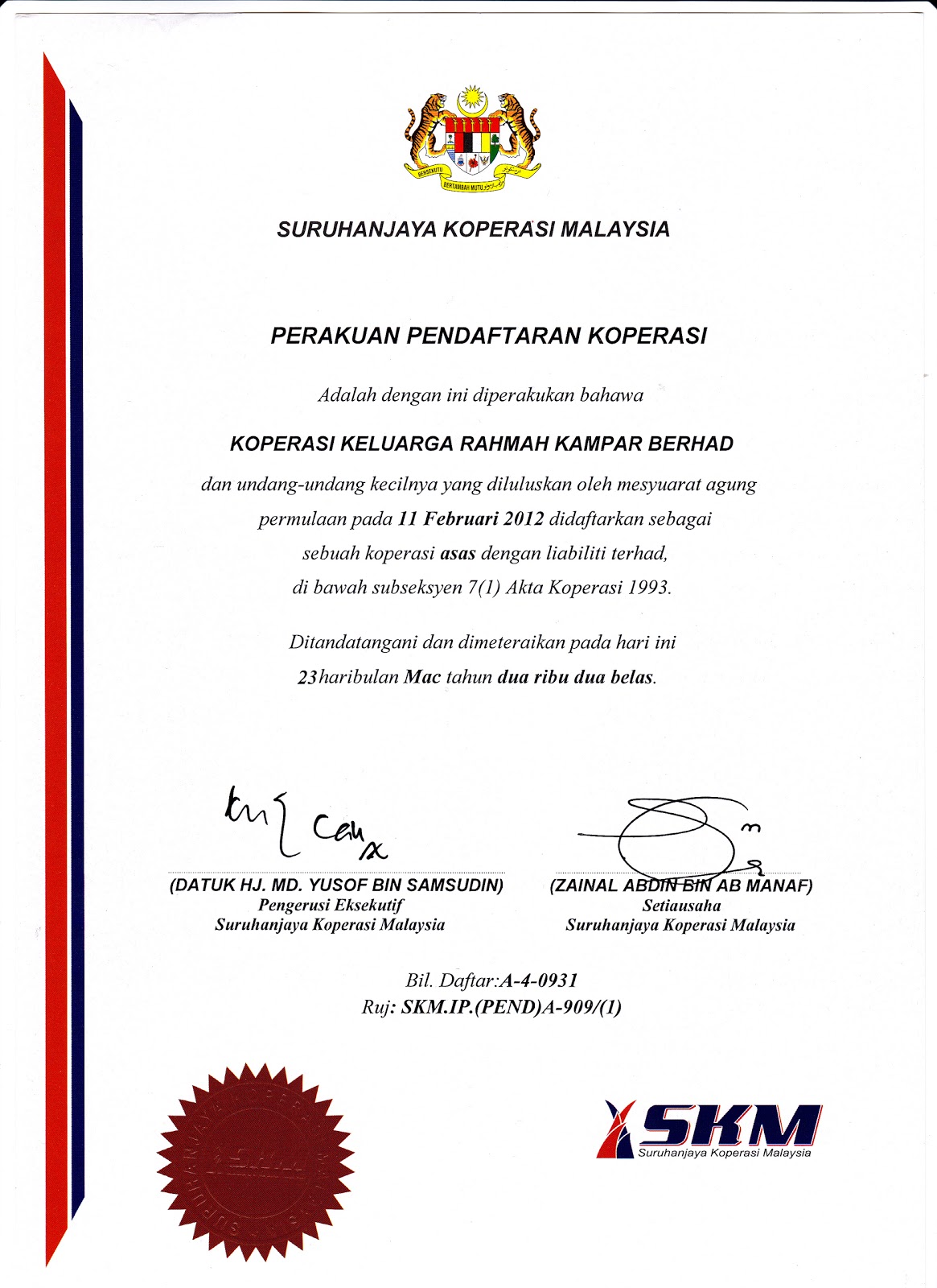 Sijil SKM ~ Logo KKRKB