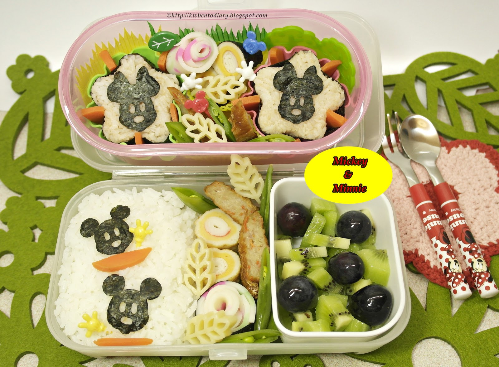Karenwee's Bento Diary: Bento#May20~Mickey & Minnie Mouse Lunch Bento