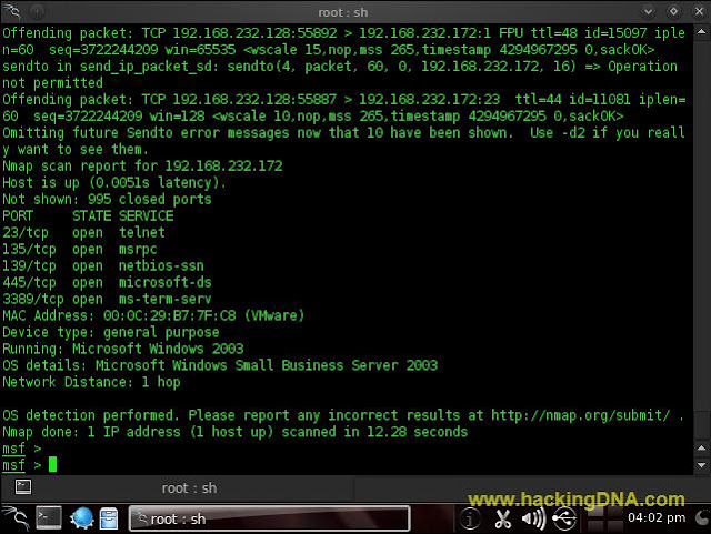 HackingDNA: msf scanning on backtrack 5