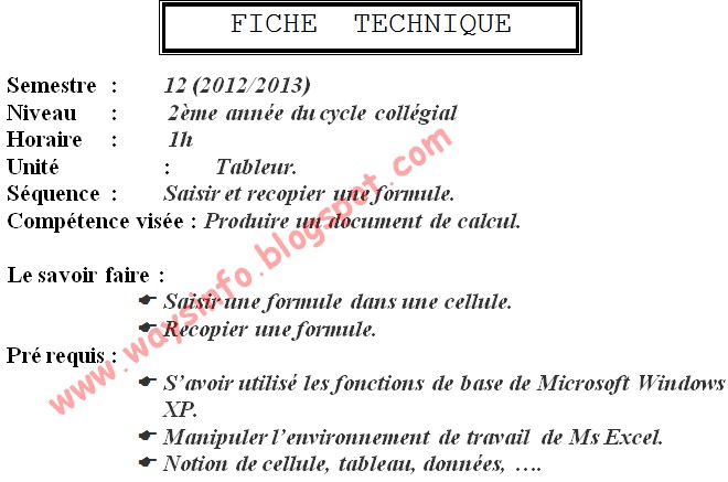 L'informatique au collège: Excel : Les formules