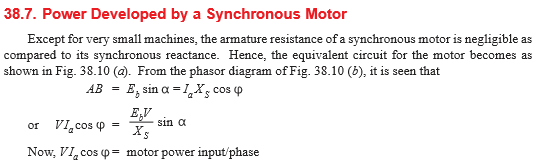 Synchronous motor-Equivalent circuit and power flow equation Synchronous motor-Equivalent circuit and power flow equation