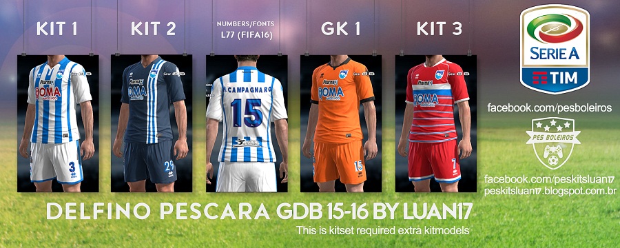 Kits Crotone, Cagliari, Pescara, 2015-2016 Pes 2013 By luan17 ...