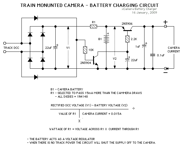 Simple Train Mounted Camera Battery Charger | Electronic Circuits Diagram