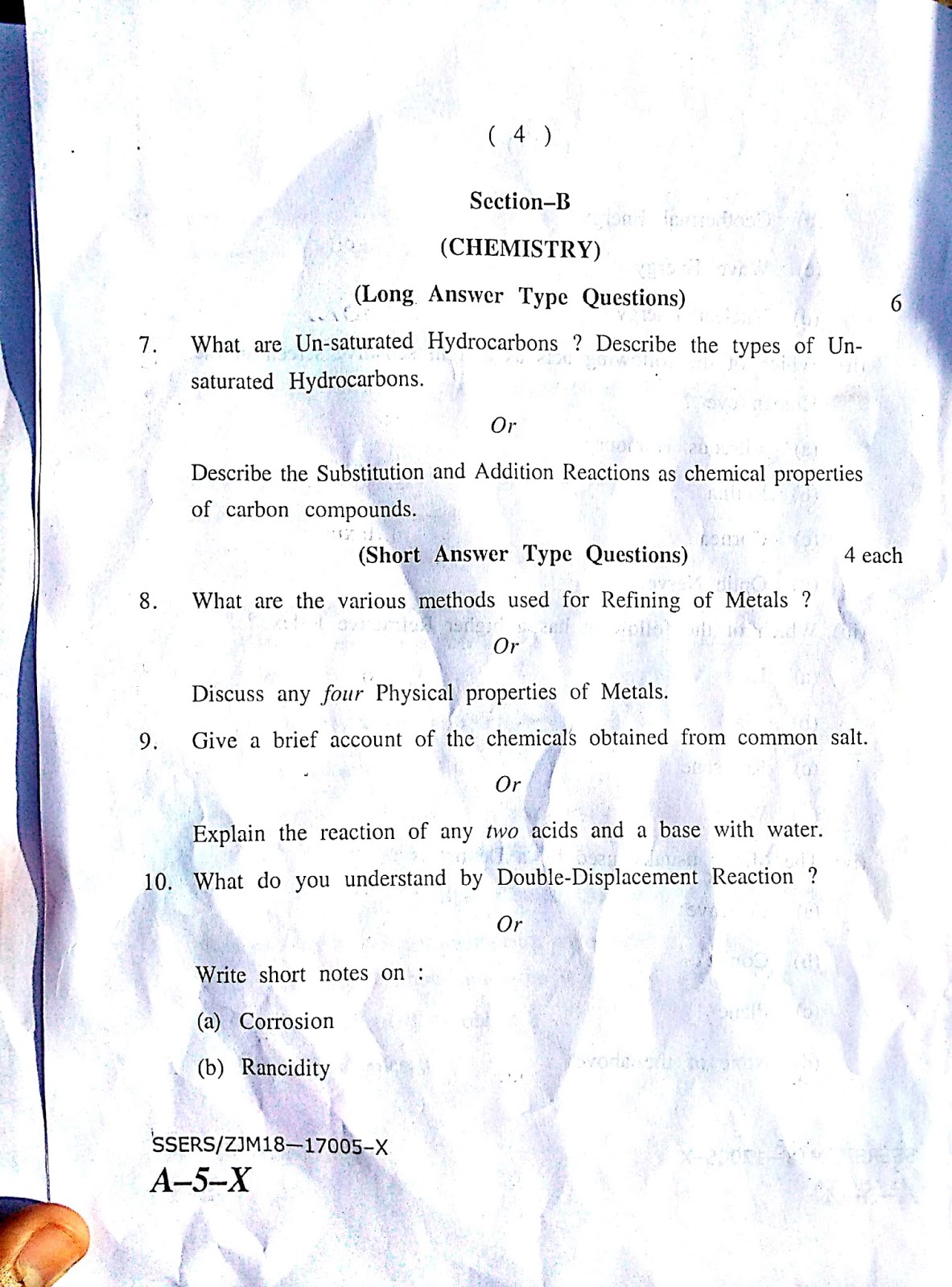 Jkbose class 10th old paper of 2018 science paper ~ JKBOSE OLD PAPERS