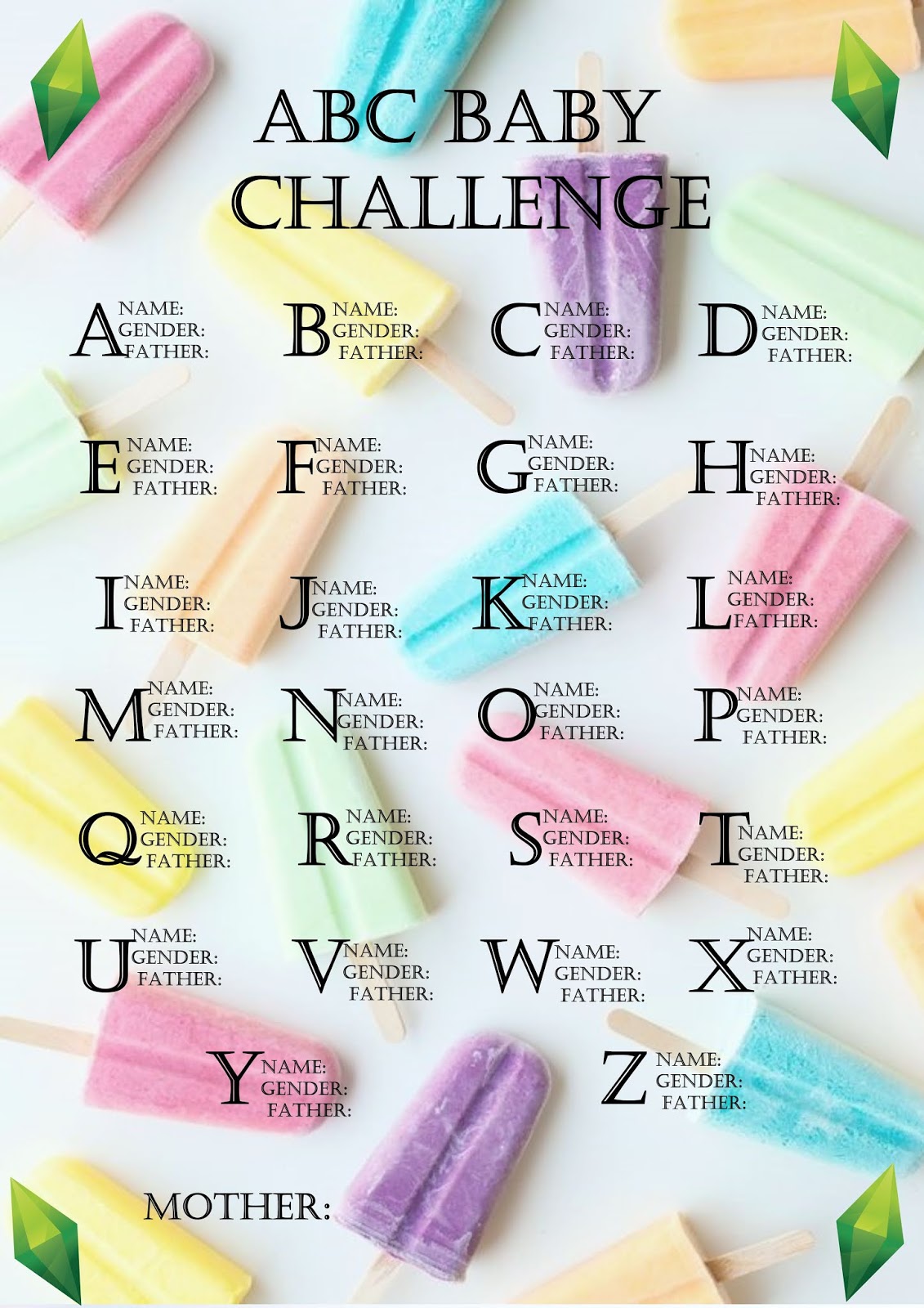 The Sims 4 ABC Baby Challenge: The Sims 4 ABC Baby Challenge RULES