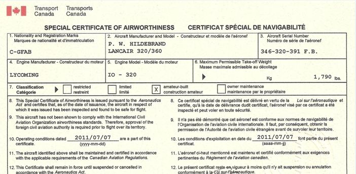 Lancair Pilgrimage: C of A has arrived