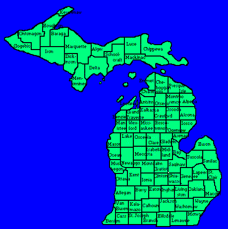 Michigan County Map Area | County Map Regional City