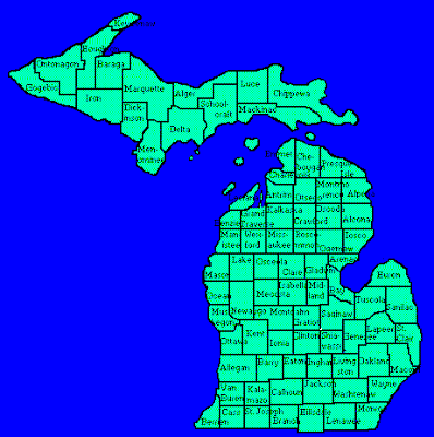 Michigan County Map Area | County Map Regional City