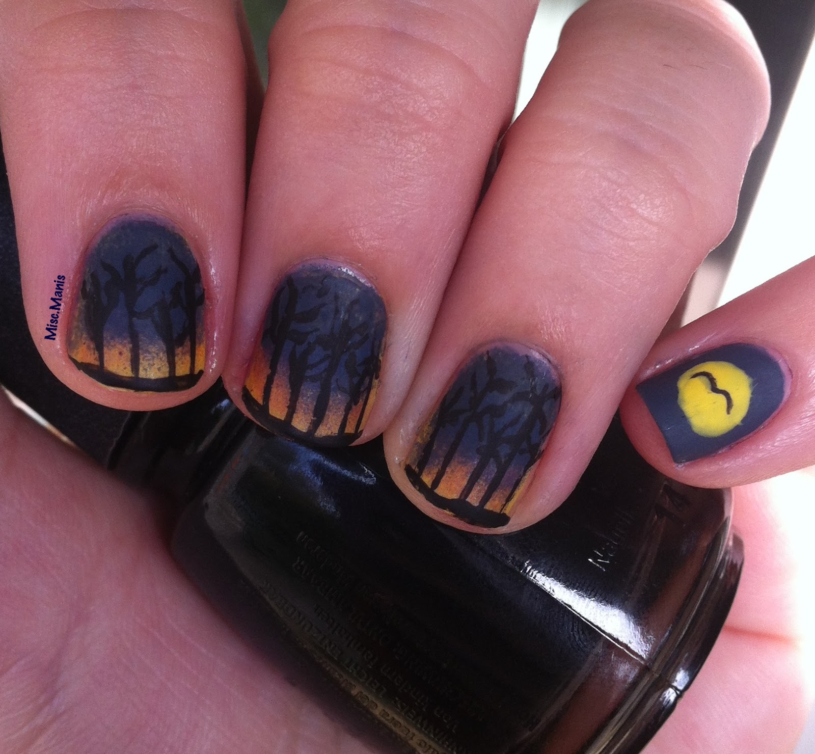 Miscellaneous Manicures: Nighttime Forest Nails (and tutorial!)