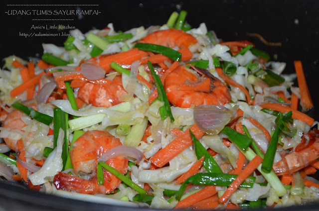 Udang Tumis Pedas Sayur Rampai - Amie's Little Kitchen