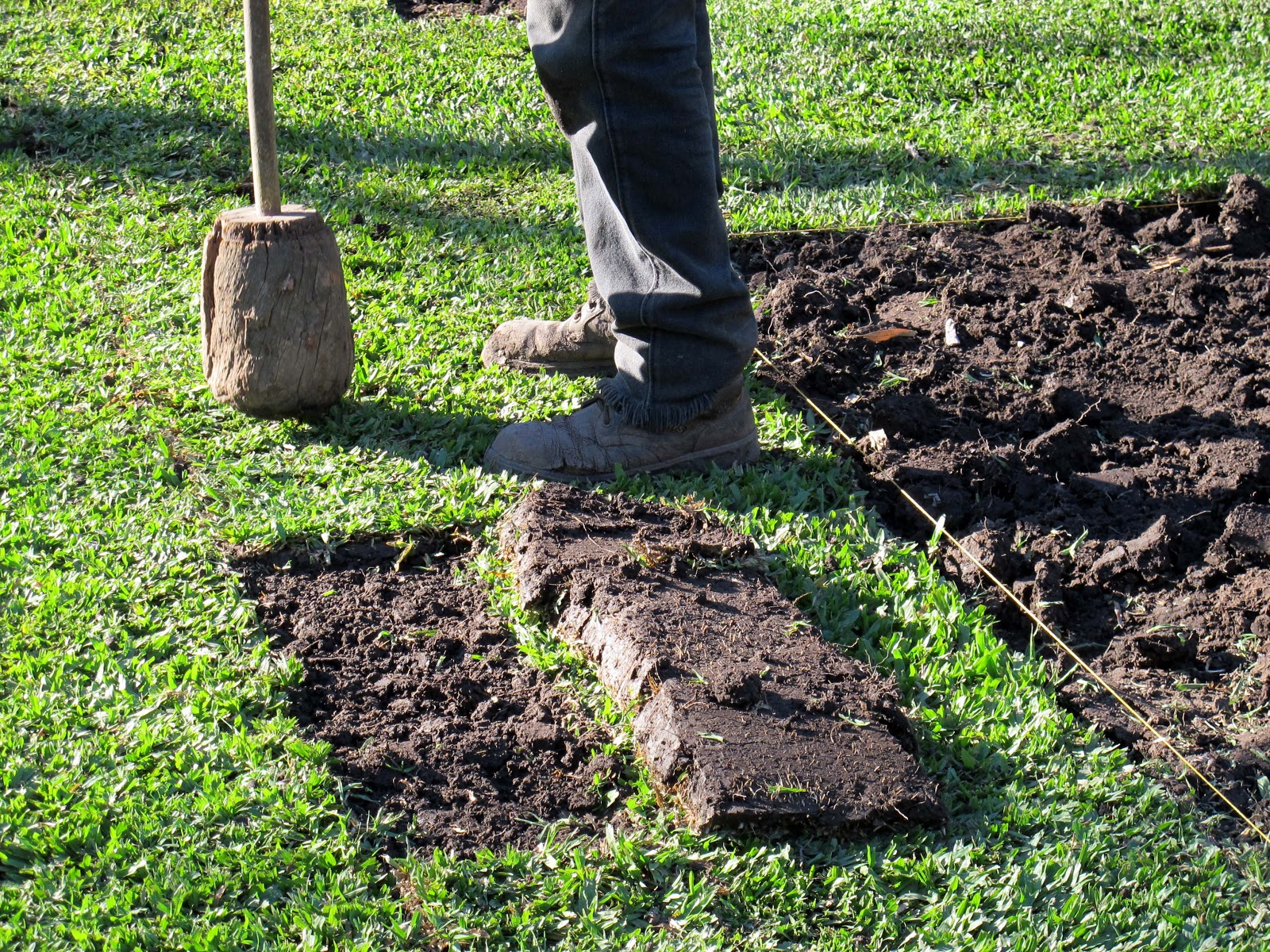 En el jardin: nuevo cantero en construcción