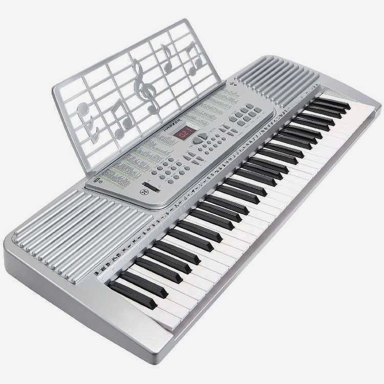 Hamzer 61 Key Electronic Music Piano Keyboard - Silver - Portable Keyboards