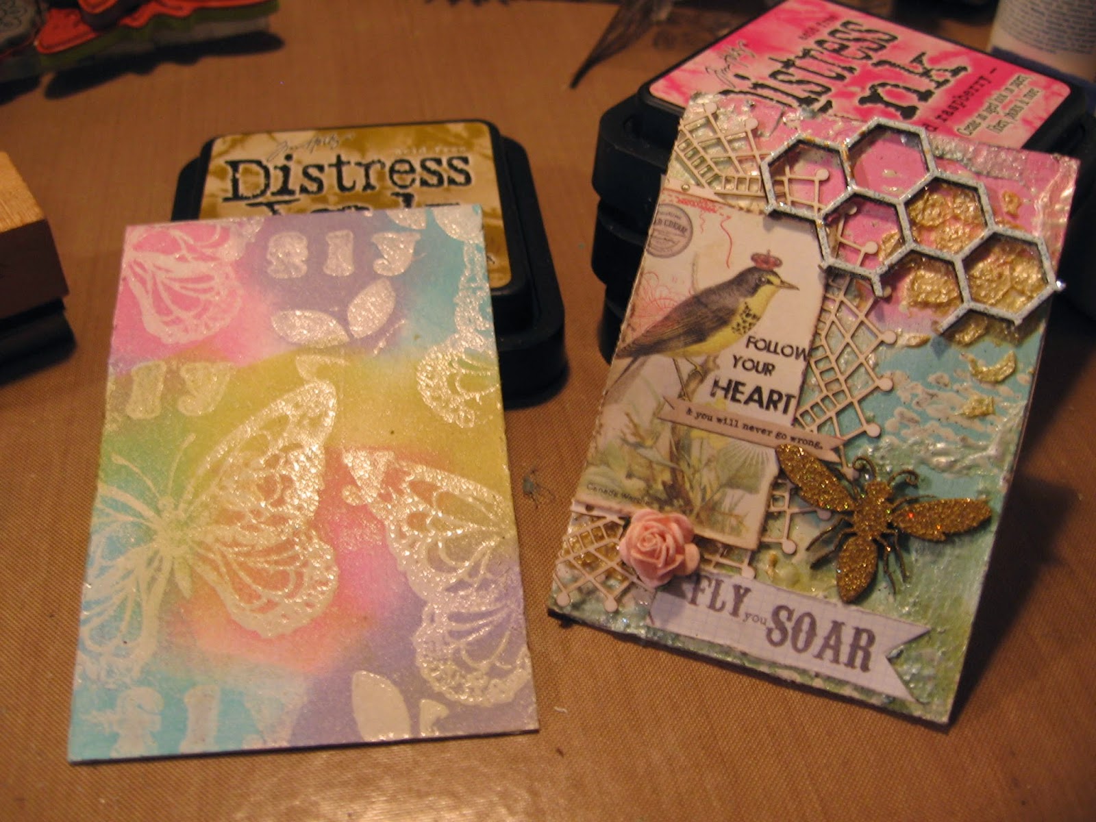 Ginas Designs: Mixed Media ATC and Shrine & Background Tutorial by Kim