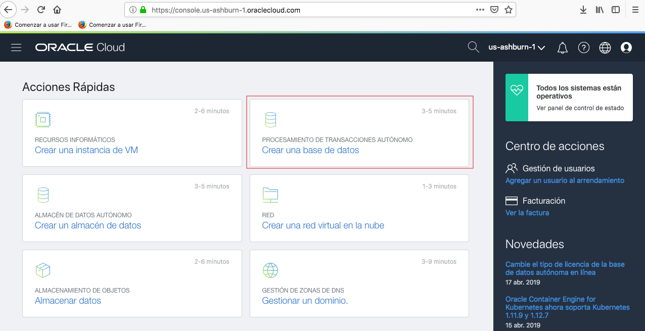 Crear una base de datos transaccional en Oracle Cloud ~ MARCO TOSCANO ...