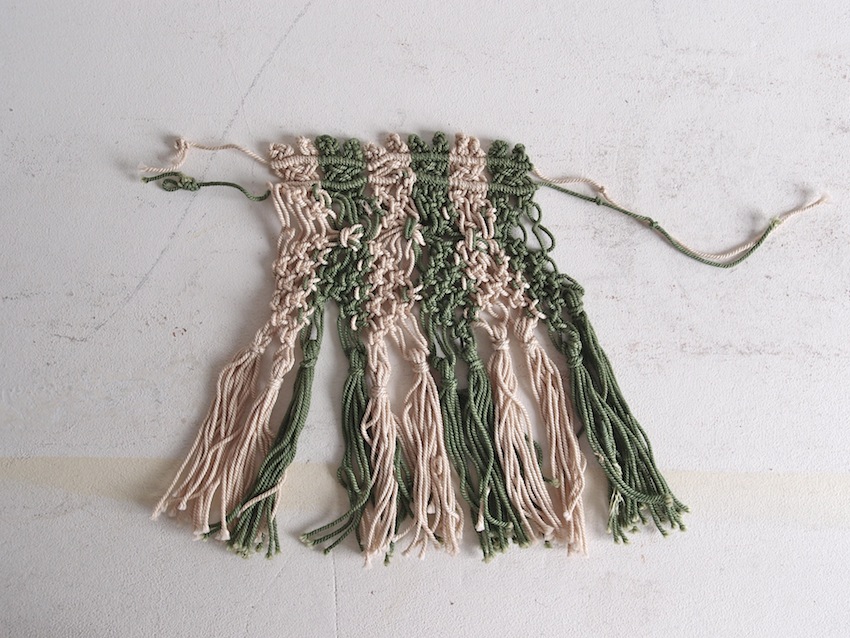 A T S W I M - T W O - B I R D S: macrame samples.