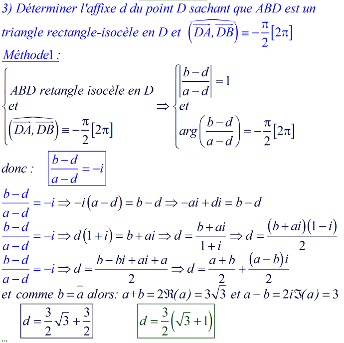Complexes. Equation du 3ème degré dans C; triangle, cercle.