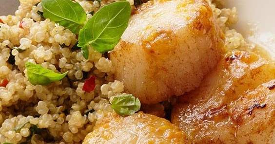 Seared Scallops with Citrus-Ginger Quinoa - Food Inspiration Healthy