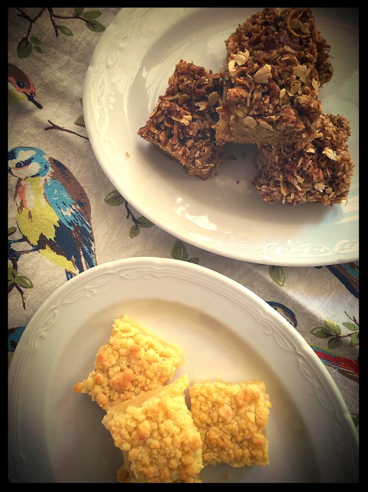 Nana's lemon honey shortcake & caramel oat slice