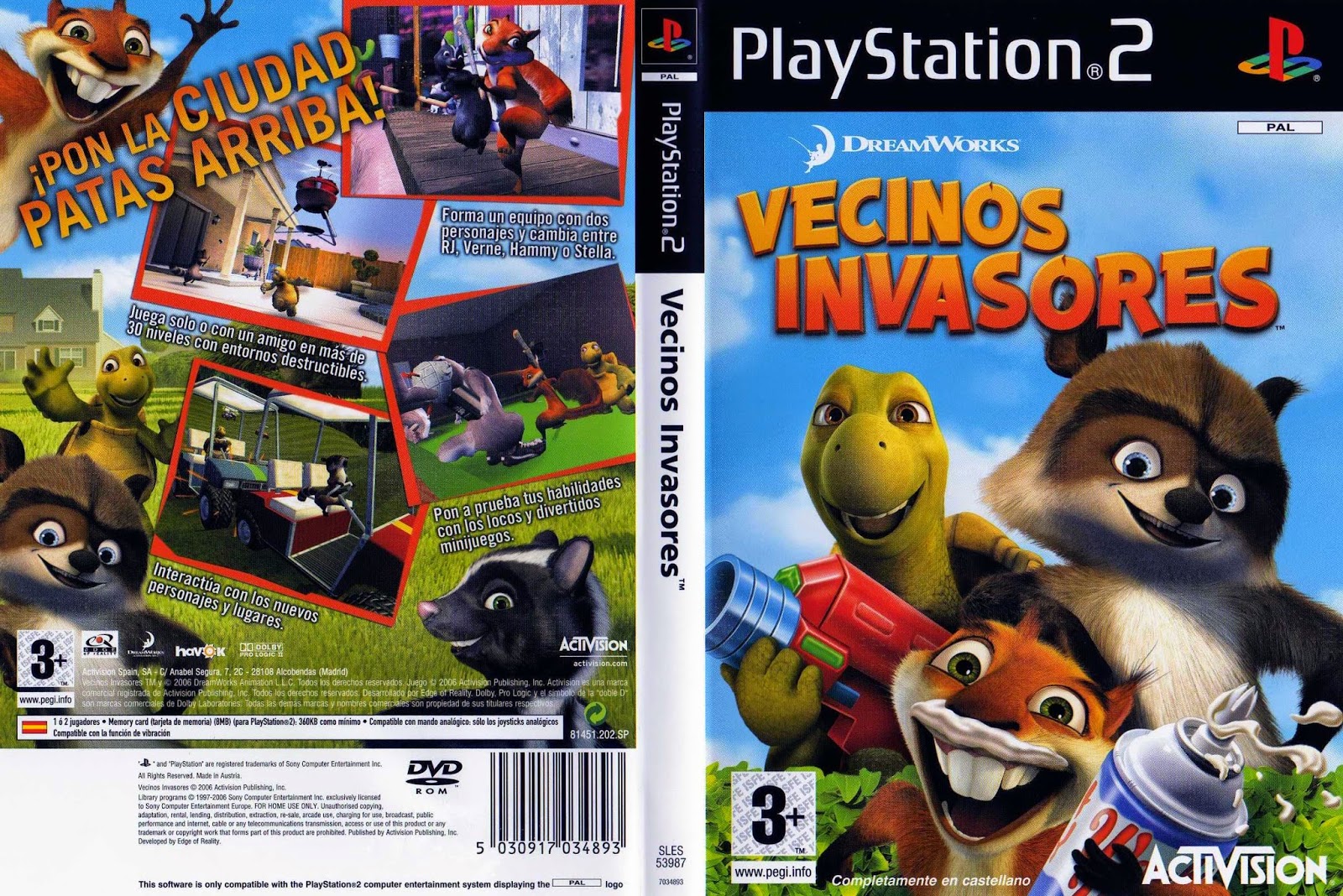 Coleccion Caratulas PS2: DreamWorks Vecinos Invasores