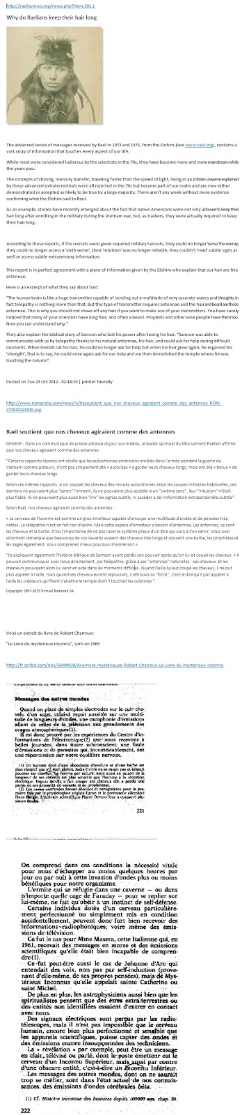 Raelian "TRUTH": Raelism vs. Science: Raelism, Long Hair & Telepathy