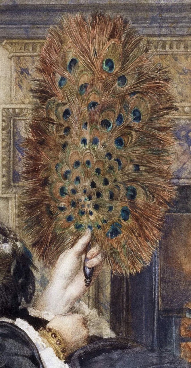 Peacocks Garden Edward John Poynter The Peacock Fan Portrait Of Elizabeth Courtauld 1871