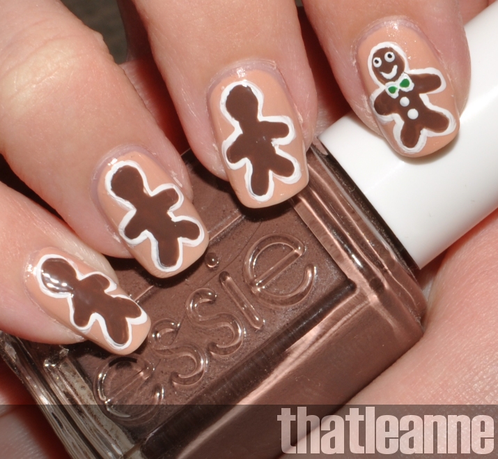 thatleanne: Choccy Gingerbread Men Nail Art!