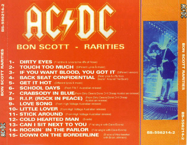 World Of BOOTLEGS: BOOTLEG : AC/DC - Bon Scott Rarities, 1998 (CD & Covers)
