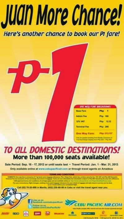 Cebu Pacific Promo - One Piso Sale - Philippine Flight Network