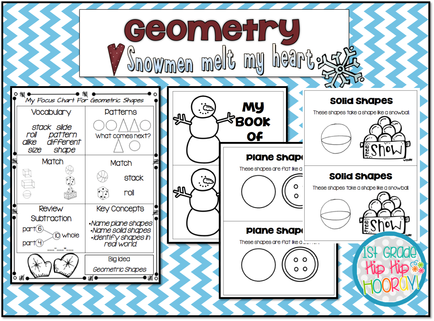 1st Grade Hip Hip Hooray!: Math Games...Geometric Shapes...Winter Themed