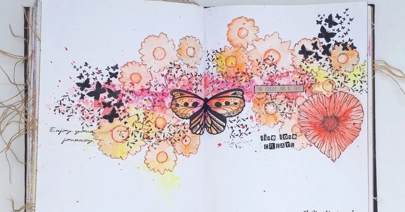 Magenta: Butterfly Journal Page - Papillons Journal d'art