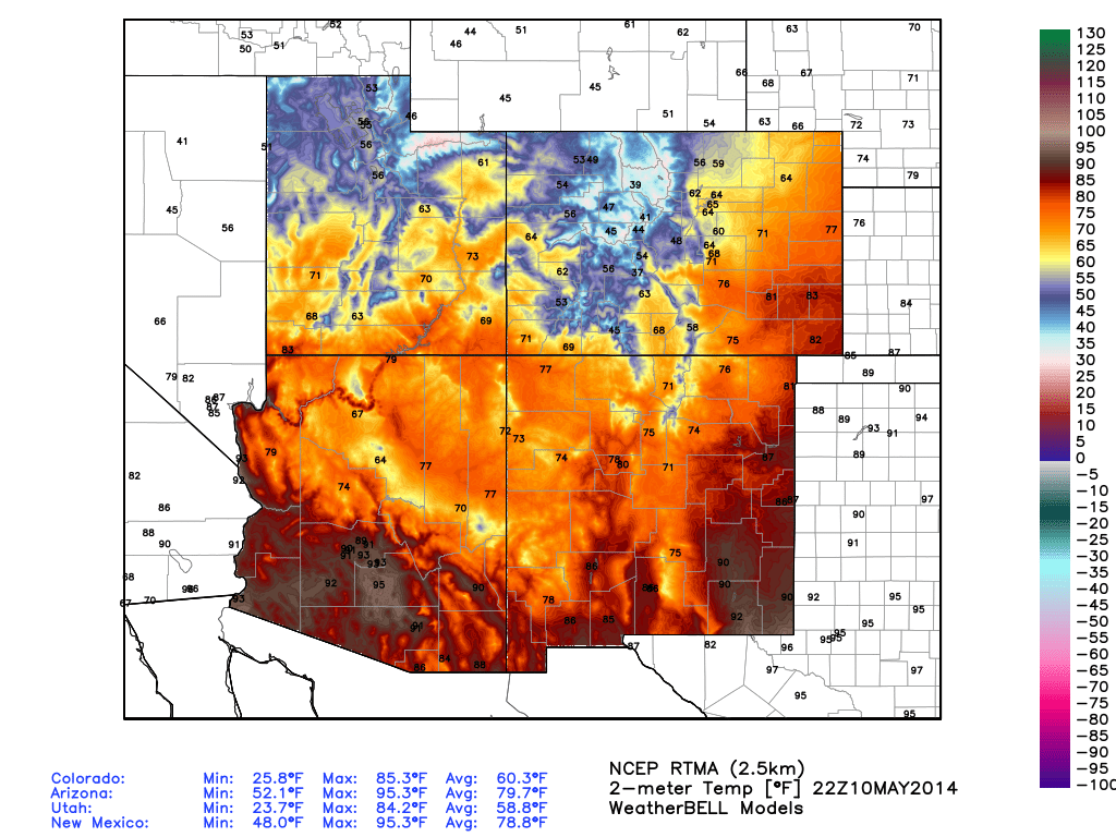 91-Degree Temp Spread Across The Nation @ 4 PM MDT.