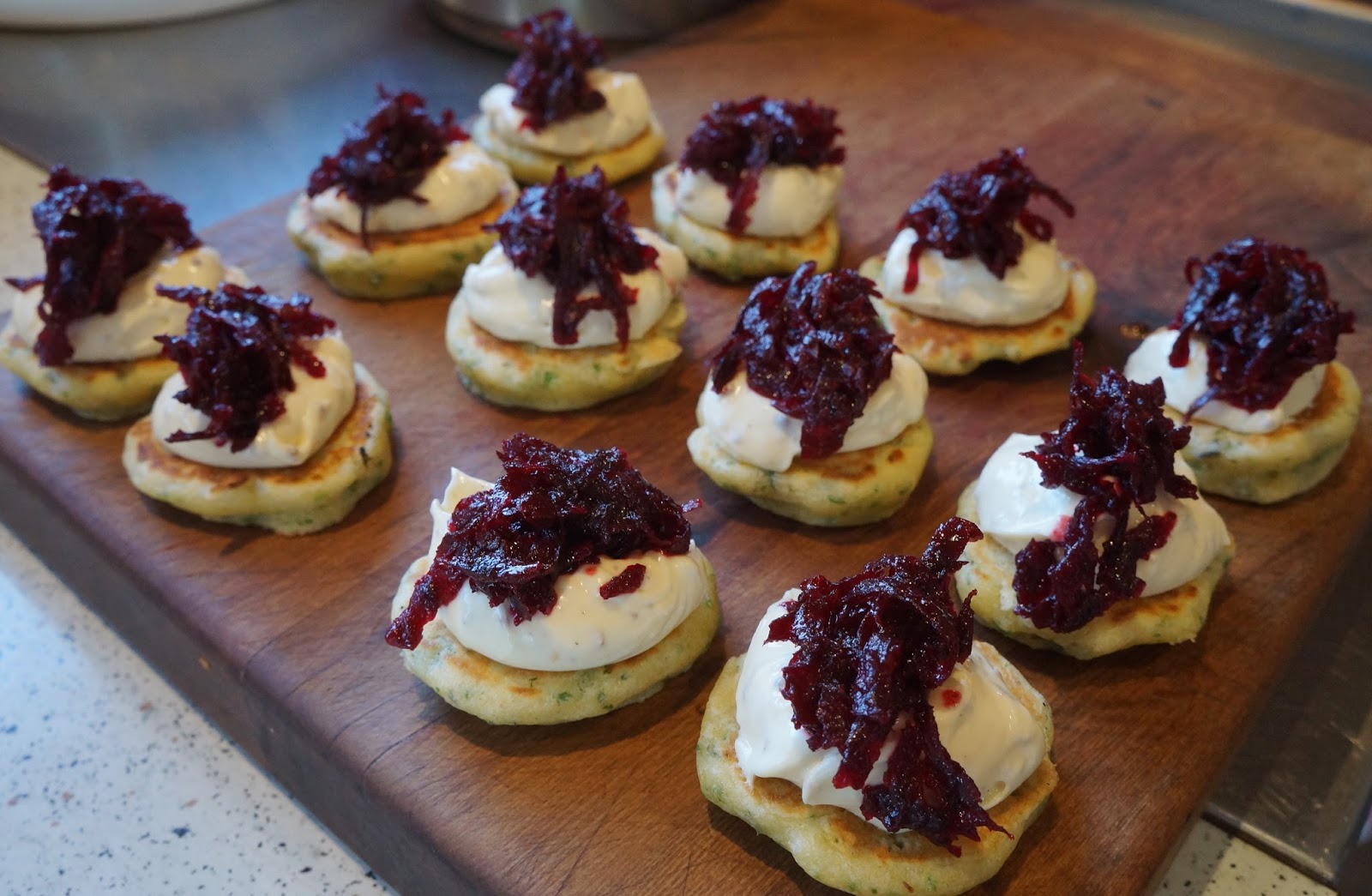 Crafty Cake Creative: Green Herb, Cream Cheese and Beetroot Canapes
