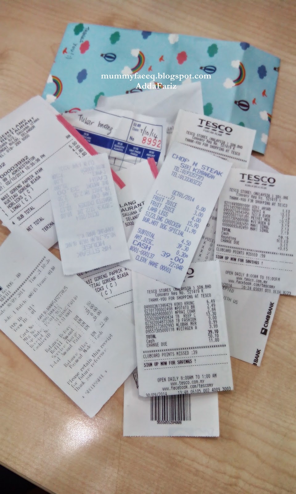 ~MommY FaeeQ~: Simpan Resit Beli Barang...